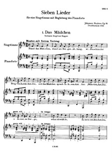Sieben Lieder, Op.95 von J. Brahms - Gratis-Download von MusicaNeo