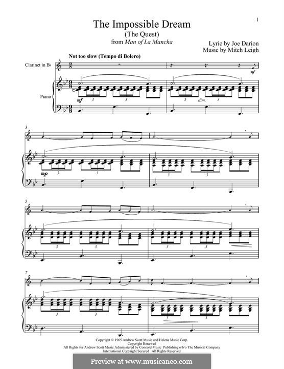 The Impossible Dream (The Quest) von M. Leigh - Noten auf MusicaNeo
