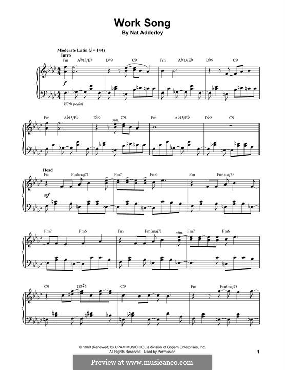 Work Song von V. Guaraldi - Noten auf MusicaNeo