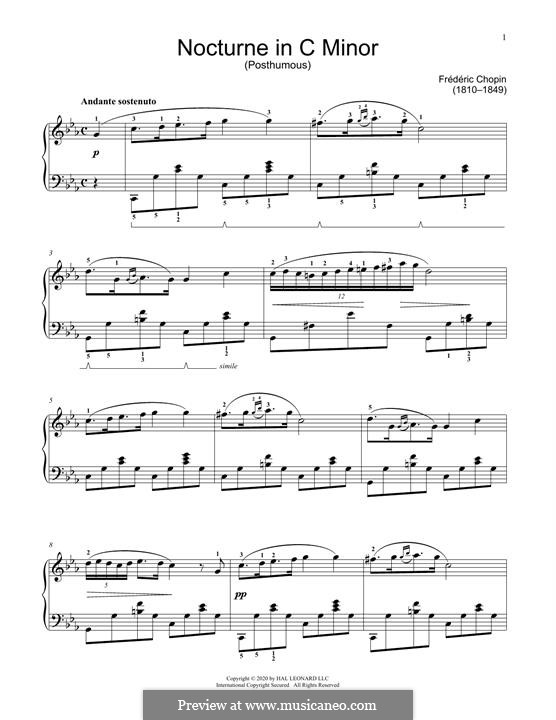 Nocturne in c-Moll, B.108 KK IVb/8 von F. Chopin auf MusicaNeo