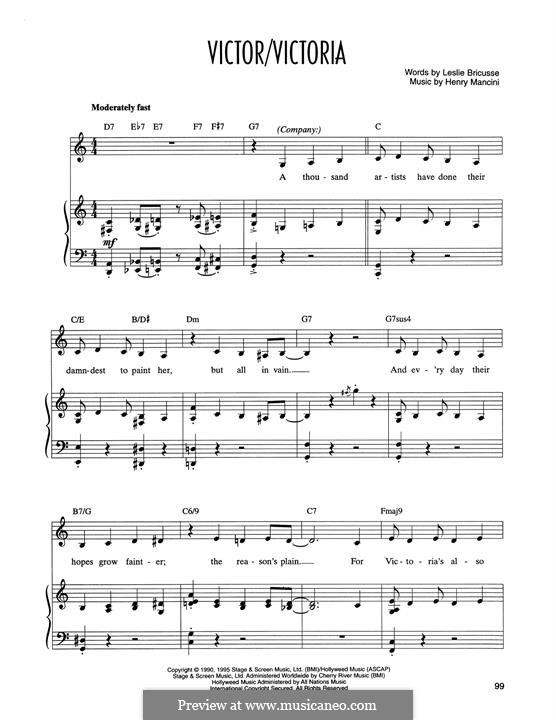 Victor/Victoria von H. Mancini - Noten auf MusicaNeo