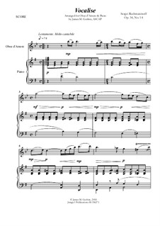 Vocalise, Op.34 No.14 von S. Rachmaninoff - Noten auf MusicaNeo