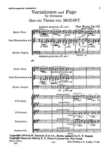 Variationen und Fuge über Thema von Mozart für Orchester, Op.132 von M ...