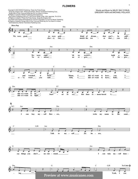 Flowers (Miley Cyrus) von M. Pollack - Noten auf MusicaNeo