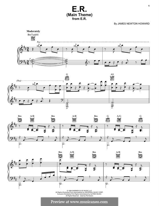 E.R. (Main Theme) von J.N. Howard - Noten auf MusicaNeo