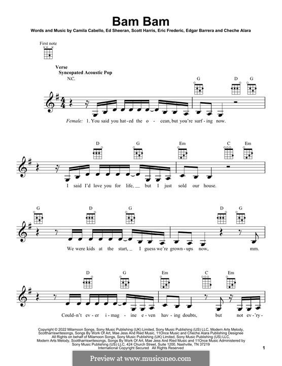 Bam Bam (feat. Ed Sheeran) von E. Frederic - Noten auf MusicaNeo