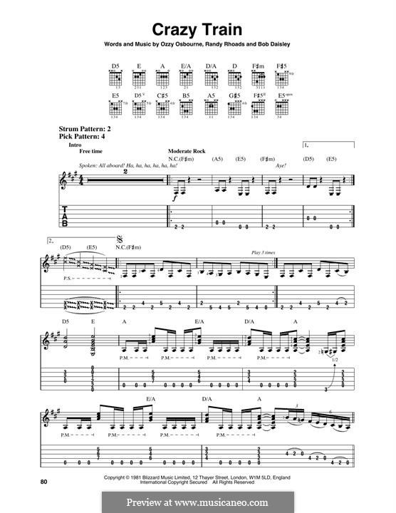Crazy Train von B. Daisley, Ozzy Osbourne, R. Rhoads - Noten auf MusicaNeo
