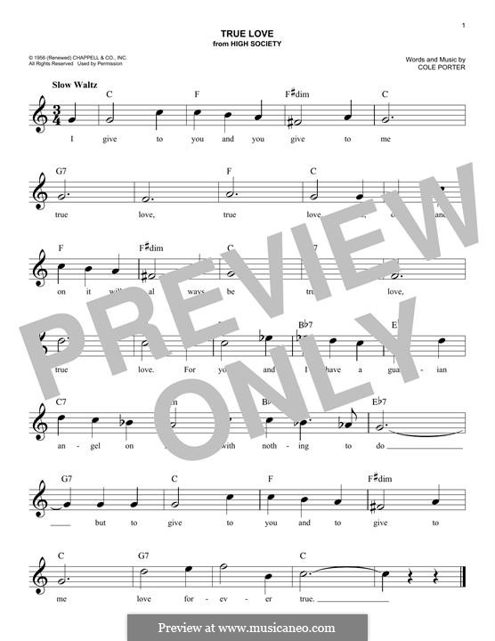 True Love (Bing Crosby & Grace Kelly) von C. Porter - Noten auf MusicaNeo