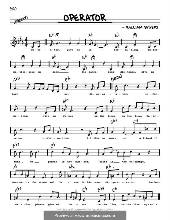 Operator (Manhattan Transfer) von W. Spivery - Noten auf MusicaNeo