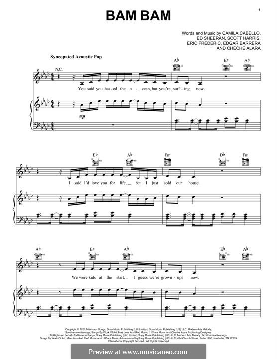 Bam Bam (feat. Ed Sheeran) von E. Frederic - Noten auf MusicaNeo