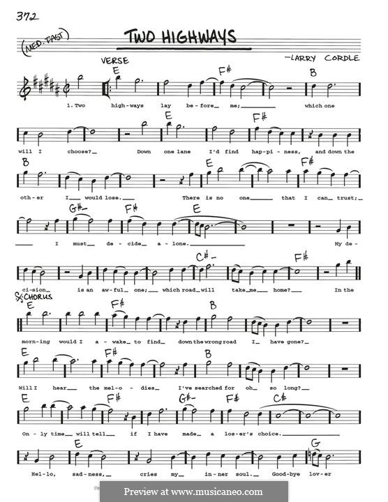 Two Highways von L. Cordle - Noten auf MusicaNeo