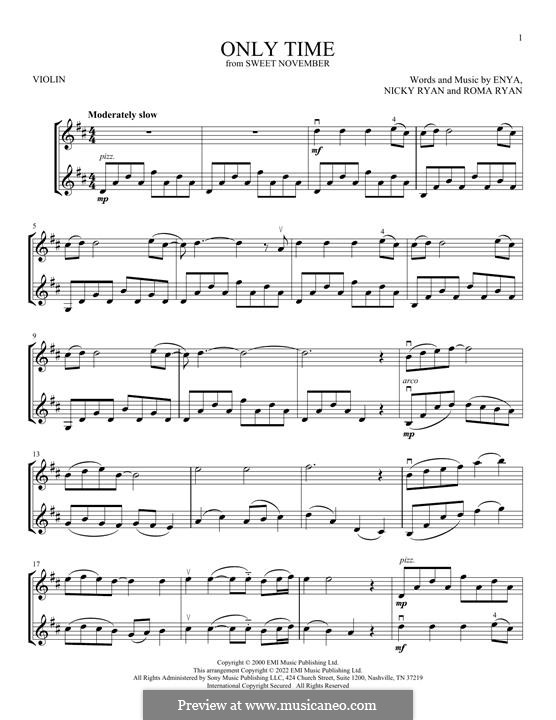 Only Time (Enya) von N. Ryan, R. Ryan - Noten auf MusicaNeo