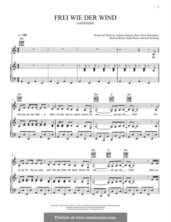 Frei wie der Wind (Santiano) von M. Nissen - Noten auf MusicaNeo