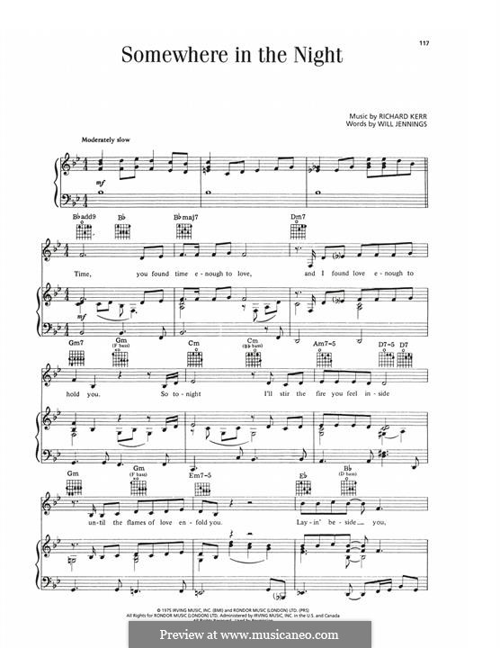 Somewhere In The Night von B. Manilow - Noten auf MusicaNeo