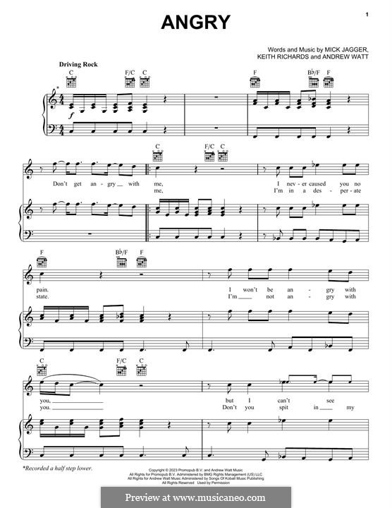 Angry (The Rolling Stones) von M. Jagger - Noten auf MusicaNeo