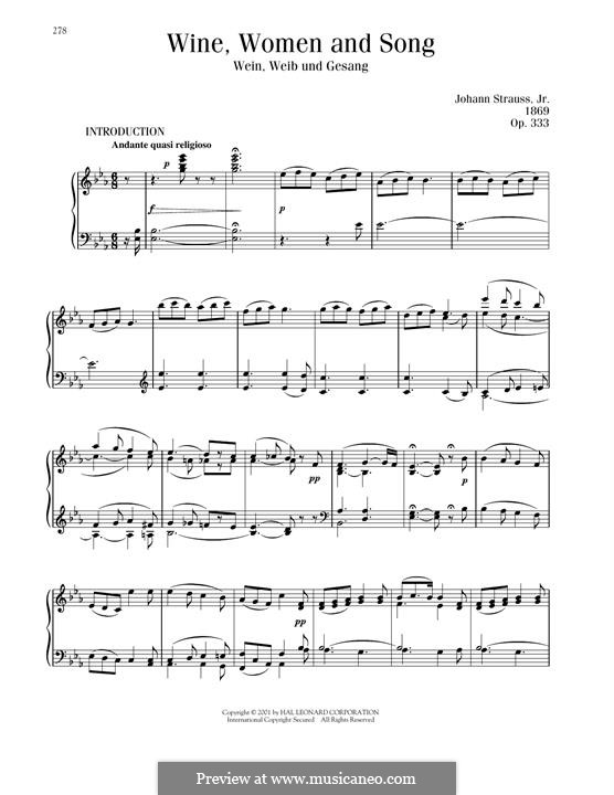 Wein, Weib und Gesang, Op.333 von J. Strauss (Sohn) - Noten auf MusicaNeo