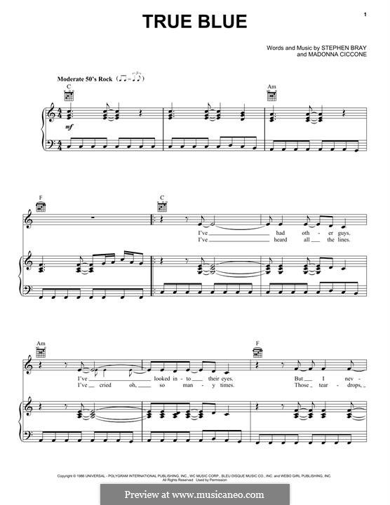 True Blue von Madonna, S. Bray - Noten auf MusicaNeo