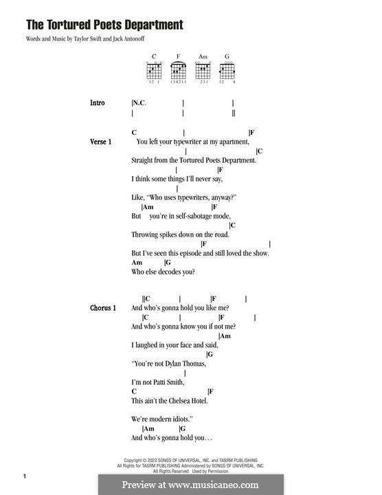 The Tortured Poets Department (Taylor Swift) von J. Antonoff auf MusicaNeo