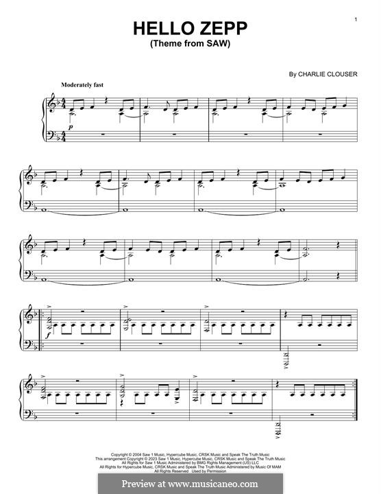 Hello Zepp (Theme From Saw) von C. Clouser - Noten auf MusicaNeo