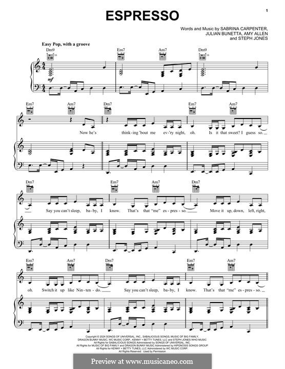 Espresso (Sabrina Carpenter) von J. Bunetta - Noten auf MusicaNeo