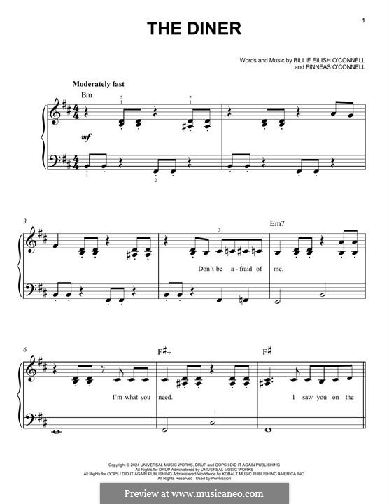 The Diner (Billie Eilish) von F. O'Connell - Noten auf MusicaNeo