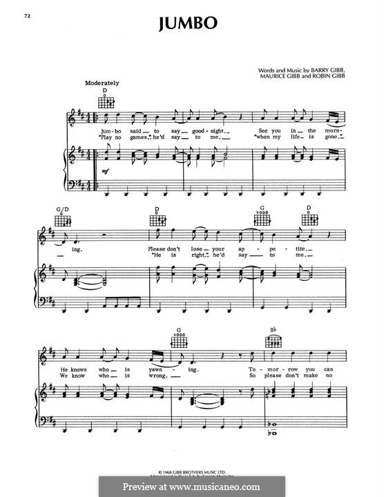 Jumbo (Bee Gees) von B. Gibb, M. Gibb, R. Gibb - Noten auf MusicaNeo