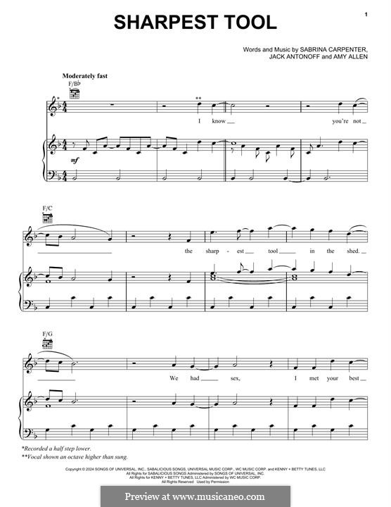 Sharpest Tool (Sabrina Carpenter) von J. Antonoff - Noten auf MusicaNeo