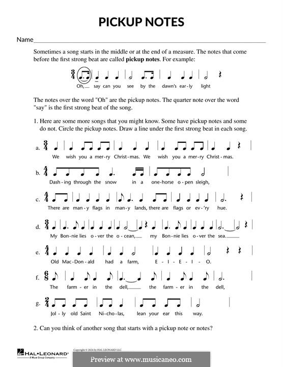 Pickup Notes von M. Donnelly - Noten auf MusicaNeo