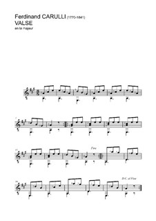 Walzer für Gitarre in A-Dur von F. Carulli - Gratis-Download von MusicaNeo