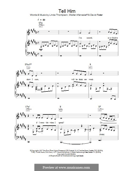 Tell Him (Celine Dion) von D. Foster, L. Thompson, W. Afanasieff auf ...