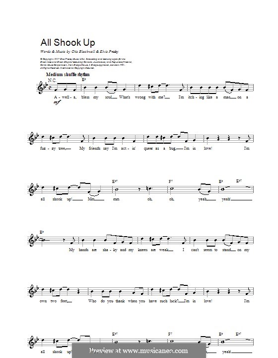 All Shook Up von E. Presley, O. Blackwell - Noten auf MusicaNeo