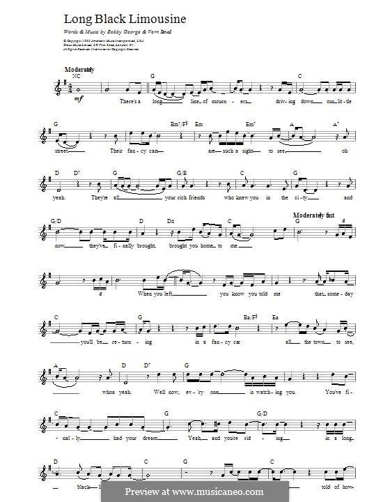 Long Black Limousine (Elvis Presley) von B. George, V. Stovall auf ...