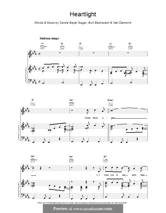 Heartlight von B. Bacharach, C.B. Sager, N. Diamond - Noten auf MusicaNeo
