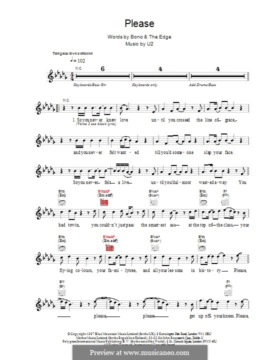 Please von U2 - Noten auf MusicaNeo
