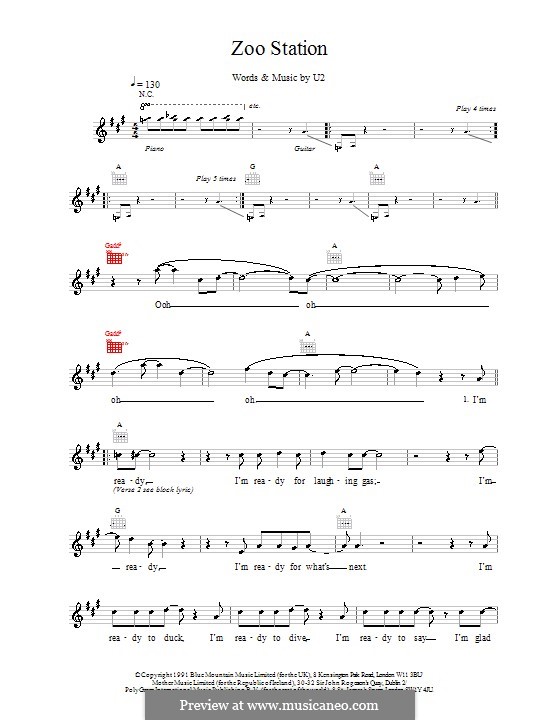 Zoo Station von U2 - Noten auf MusicaNeo