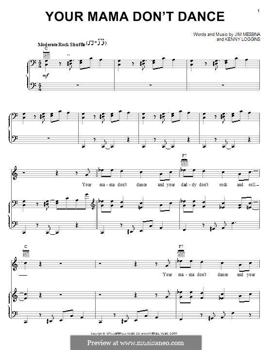 Your Mama Don't Dance von J. Messina, K. Loggins - Noten auf MusicaNeo