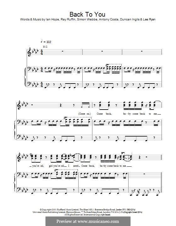 Back To You (Blue) von I. Hope, R. Ruffin, S. Webbe - Noten auf MusicaNeo