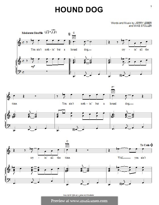 Hound Dog (Elvis Presley) von J. Leiber, M. Stoller - Noten auf MusicaNeo