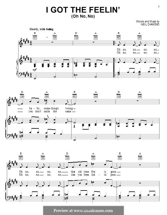 I Got the Feelin' (Oh No, No) von N. Diamond - Noten auf MusicaNeo