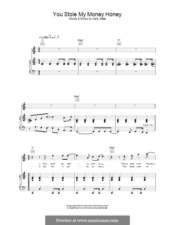 You Stole My Money Honey (Stereophonics) von K. Jones - Noten auf MusicaNeo