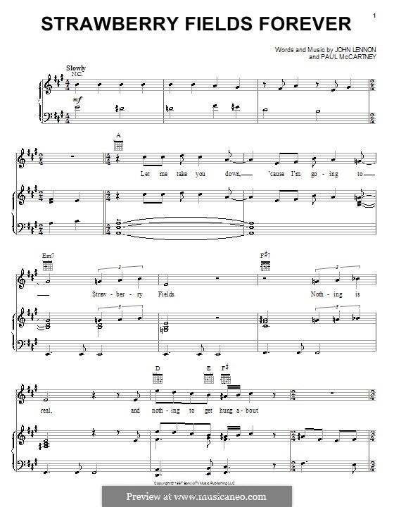 Strawberry Fields Forever (The Beatles) von J. Lennon, P. McCartney auf ...