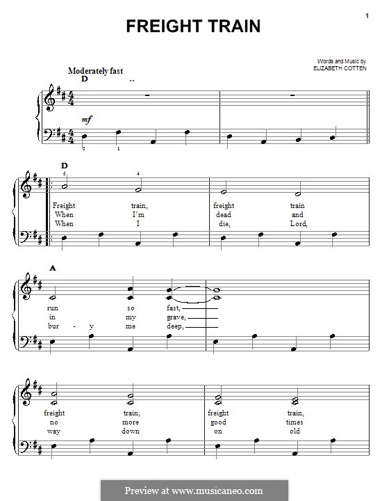 Freight Train von E. Cotten - Noten auf MusicaNeo