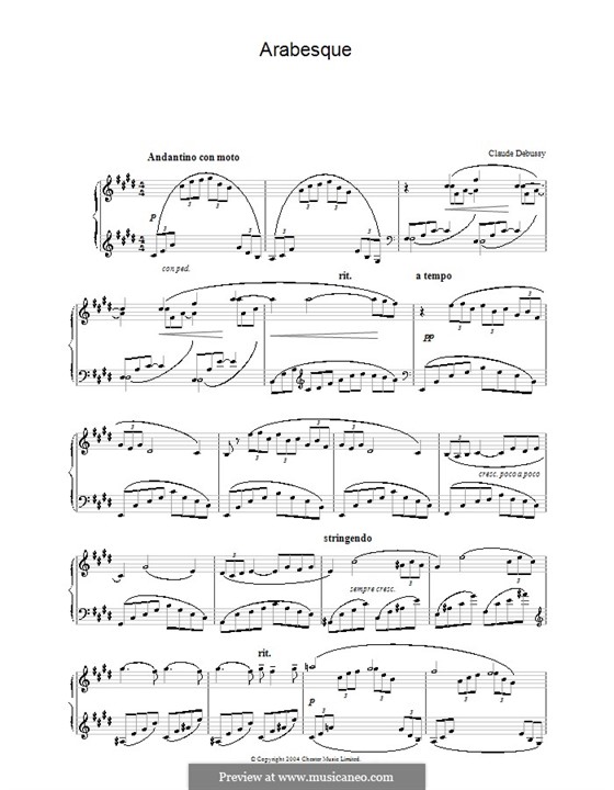 Arabeske Nr.1 (Zwei Arabesken, L.66) von C. Debussy - Noten auf MusicaNeo