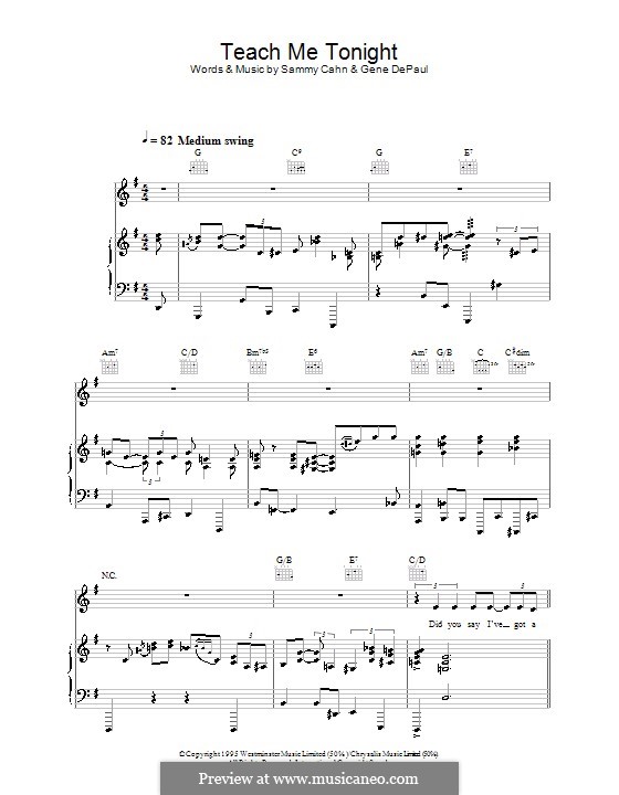 Teach Me Tonight (Frank Sinatra) por G.d. Paul - Partituras on músicaNeo