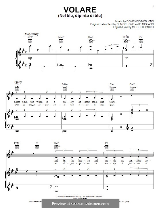 Volare (To Fly) por D. Modugno - Partituras on músicaNeo