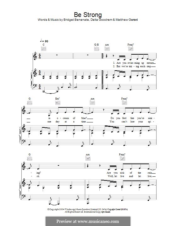 Be Strong (Delta Goodrem) por B. Benenate, M. Gerrard em músicaNeo