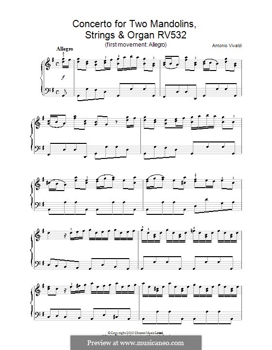 Concerto For Two Mandolins And Strings In G Major Rv 532 Por A