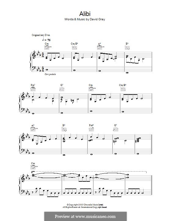 Alibi por D. Gray - Partituras on músicaNeo