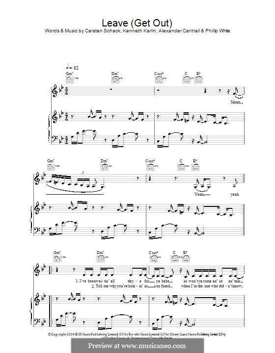 Leave (Get Out) por A. Cantrell, C. Schack - Partituras on músicaNeo