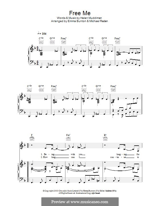 Free Me (Emma Bunton) por H. Muddiman - Partituras on músicaNeo
